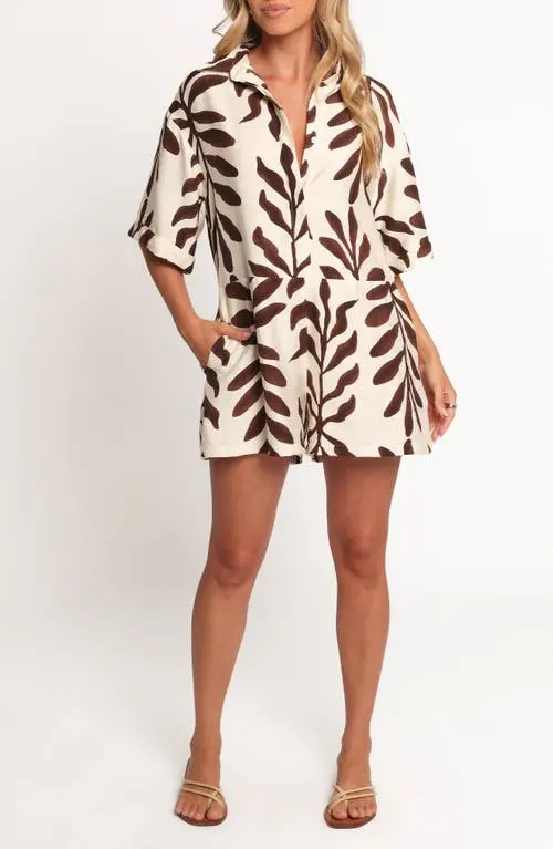 PETAL & PUP Kiya Romper - Brown Palm