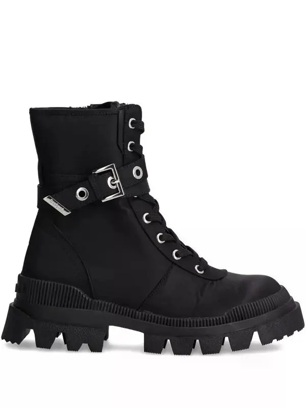 Desigual Lace-up Buckle Boots - Black