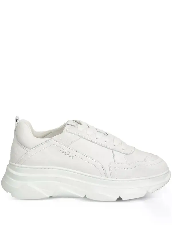 SUMMERY COPENHAGEN Leather Panelled Platform Sneakers - White