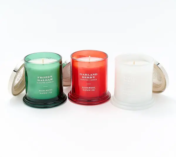 HOMEWORX BY SLATKIN + CO. As Is Set Of 3 8oz Holiday Candles