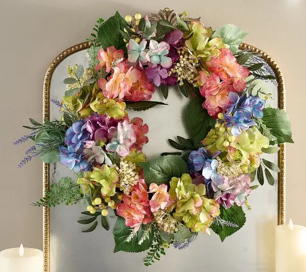 VALERIE PARR HILL As Is 24 Shades Of Spring Hydrangea Wreathby Valerie