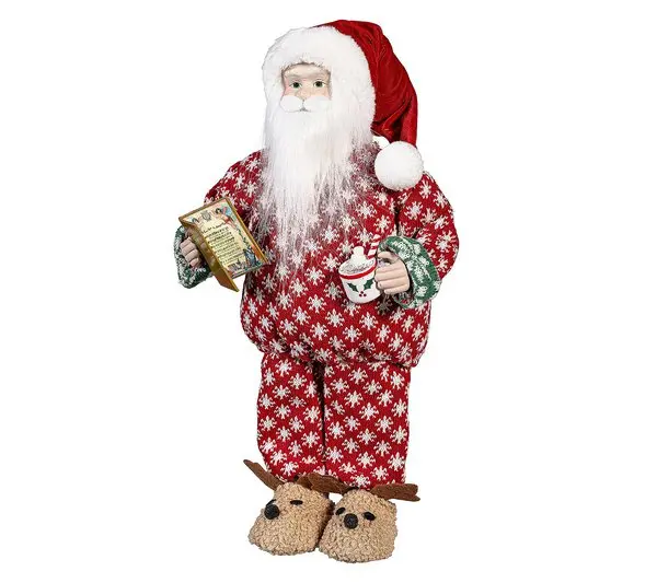 EVERGREEN 19'h Paper & Plastic Santa In Pajamas Table Decor