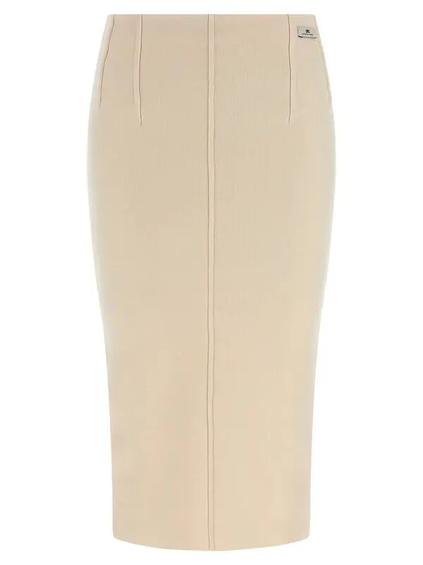 Elisabetta Franchi Fabric Stitch Wool Midi Skirt