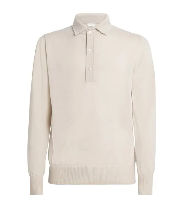LARDINI Cashmere Long-sleeve Polo Shirt - Beige