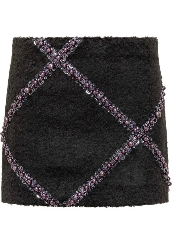 DES_PHEMMES Fur-effect Miniskirt With Embellishments