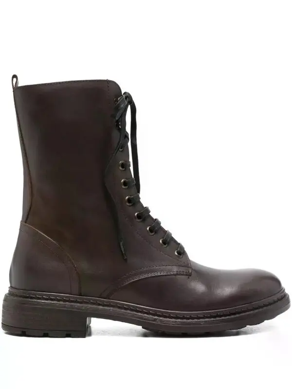 JULIE DEE Lace-up Leather Boots - Brown