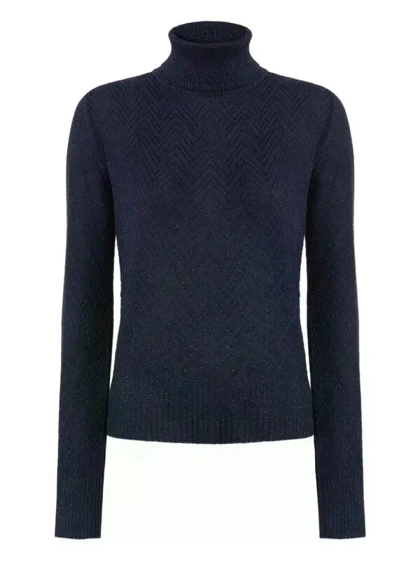 Missoni Chevron-pattern Turtleneck Sweater - Blue