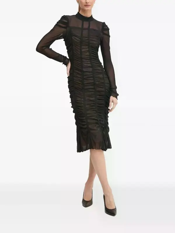 Diane Von Furstenberg Ruched Mesh Midi Dress
