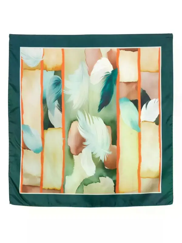 D'ANIELLO Abstract-print Silk Scarf - Green