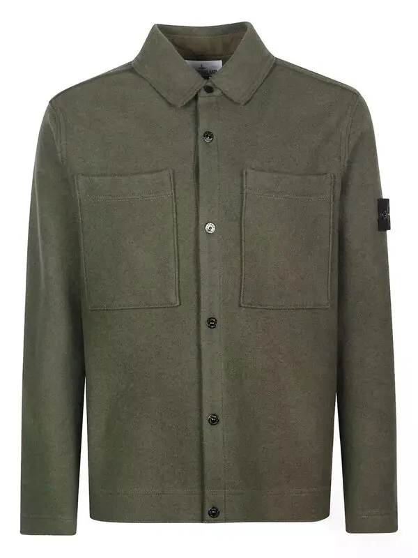 Stone Island Patch-pocket Wool Shirt Jacket - Green