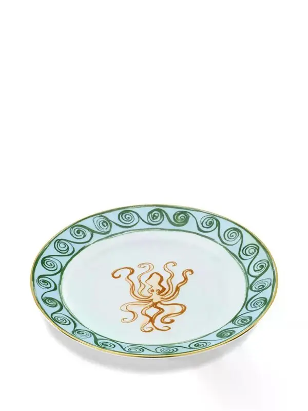 GINORI 1735 Il Viaggio Di Nettuno Octopus-print Swirl-pattern Plate - Green