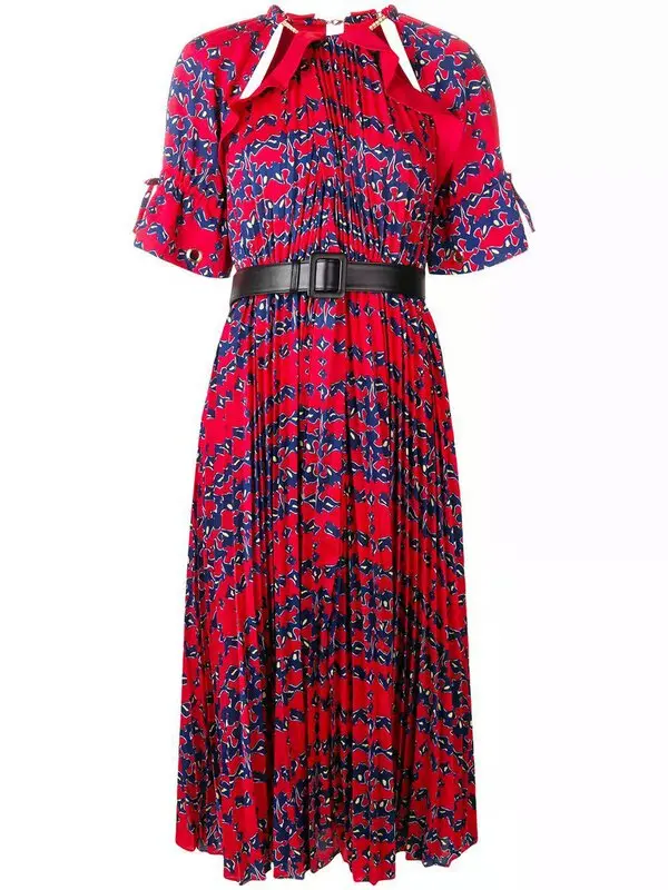 SELF-PORTRAIT Flared Pleated Dress