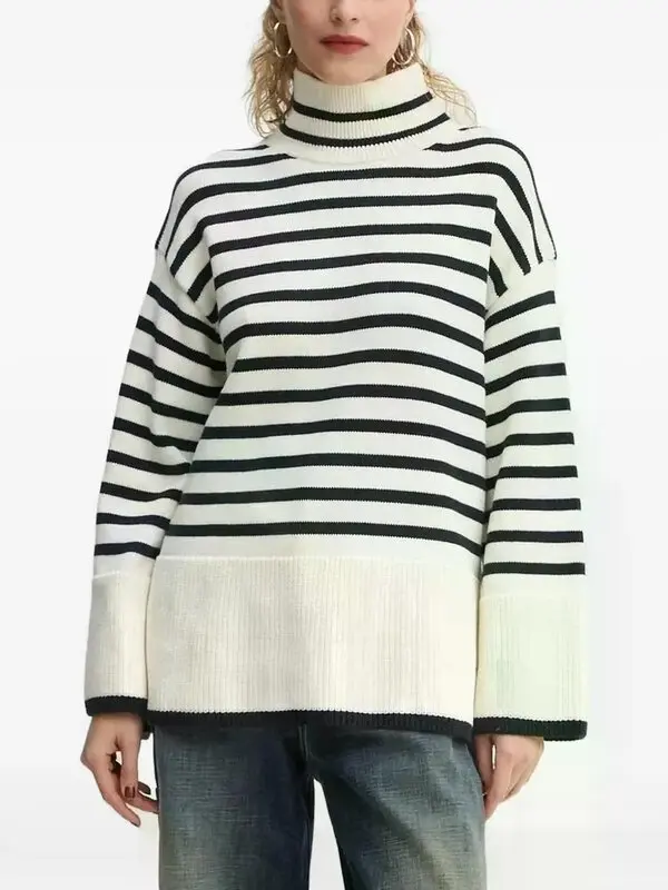 Marc O'polo Striped Turtleneck Sweater - White