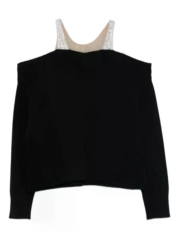 Giuseppe Di Morabito Crystal-embellished Off-shoulder Jumper - Black