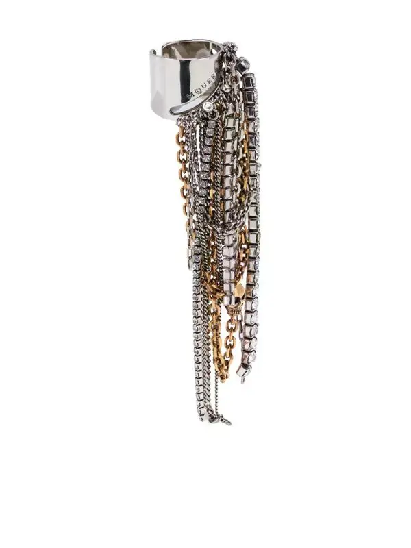 Alexander McQueen Banshee Chain-embellished Wide-band Ring - Silver
