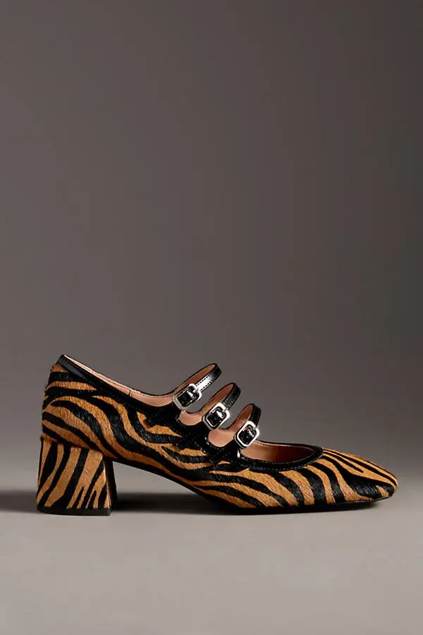 BIBI LOU Multi-strap Mary Jane Heels - Zebra