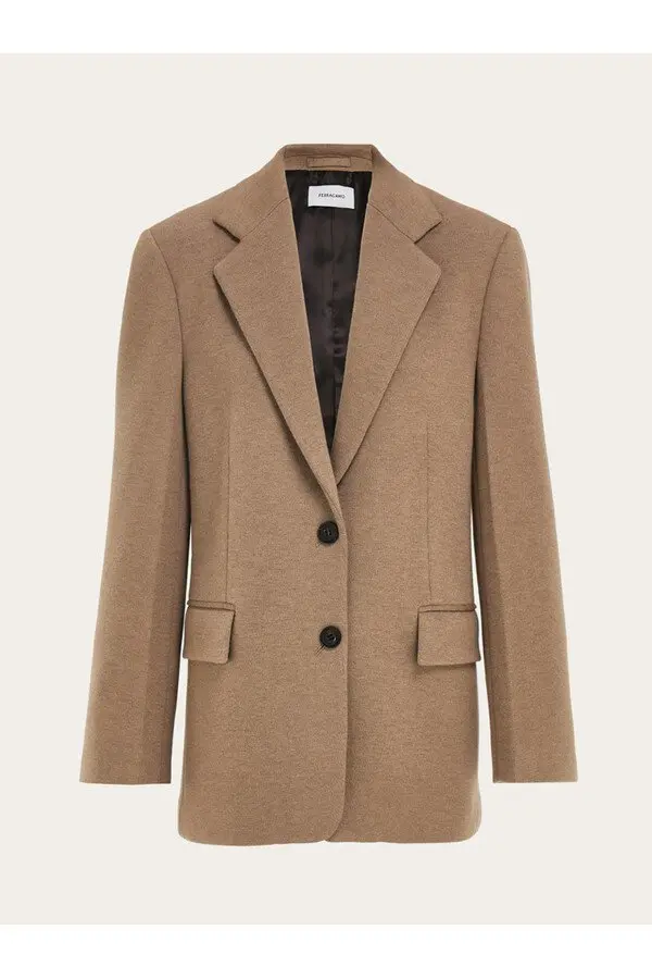 FERRAGAMO Single-breasted Virgin Wool Jersey Blazer - Red