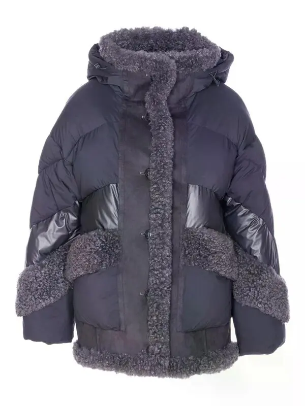 VEGANCODE Quilted Coat With Faux-fur Trim - Blue