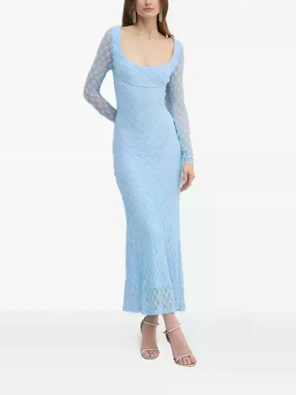 Bardot Floral Lace Midi Dress - Blue | Editorialist