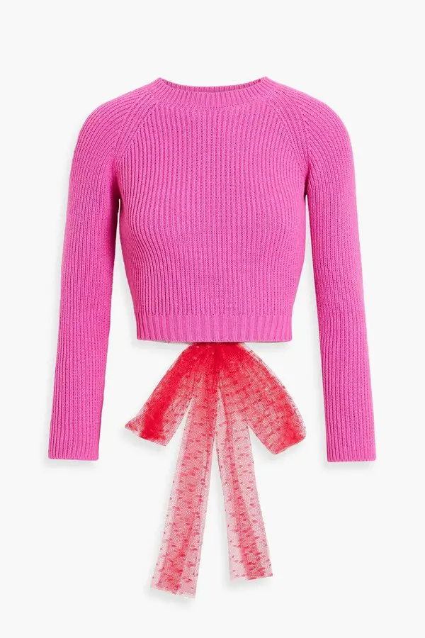Red Valentino Cropped Point D'esprit And Knitted Sweater
