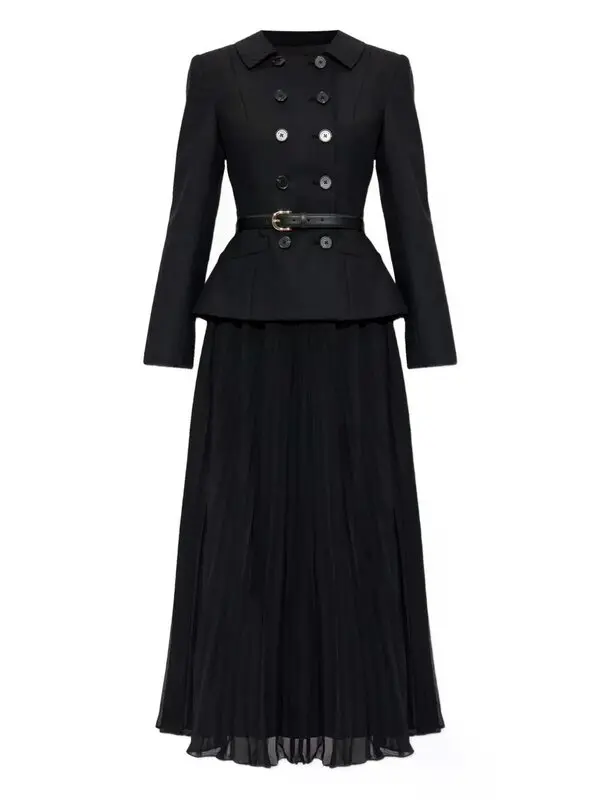 SELF-PORTRAIT Belted Double-breasted Midi Dress