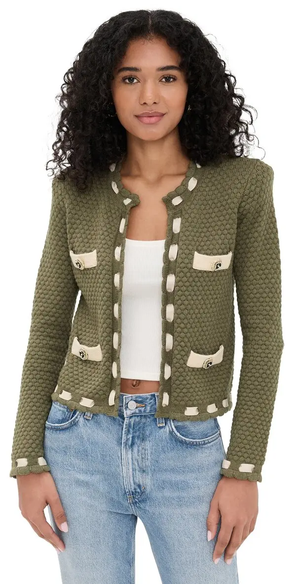 L'Agence Astor Cardigan - Army/biscuit