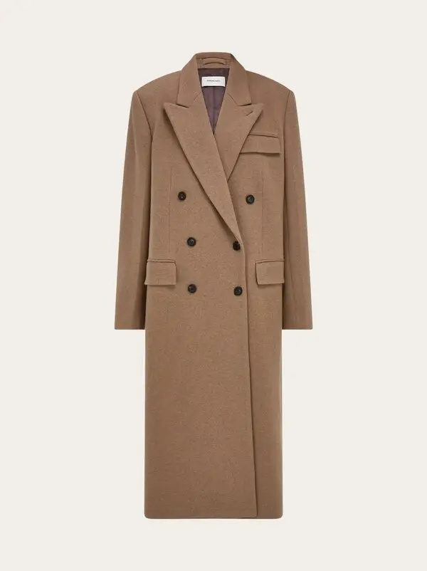 FERRAGAMO Overcoat In Virgin Wool - Beige