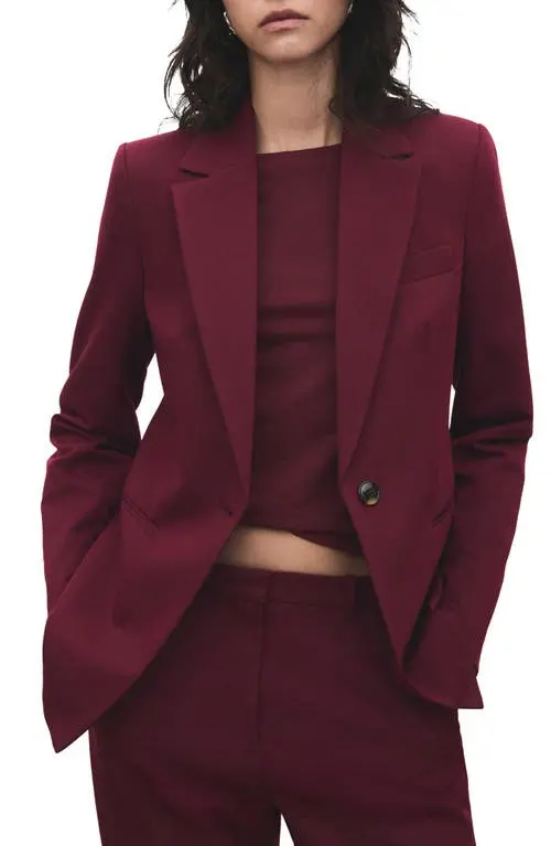 Mango Fitted Suit Jacket - Wine