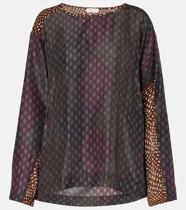 Dries Van Noten Printed Silk-blend Top