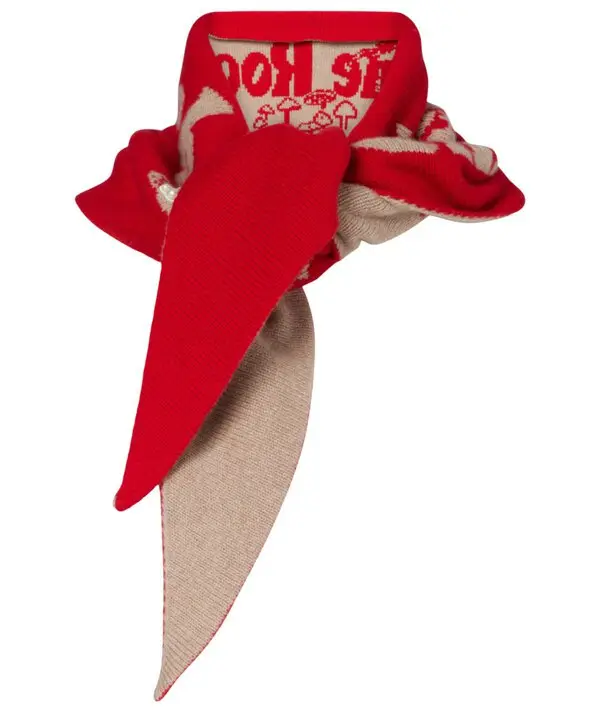 Simone Rocha Logo Beaded Wool And Cashmere Scarf