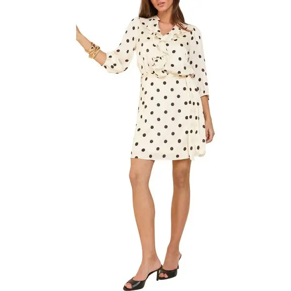 FRIENDS LIKE THESE Polka Dot Ruffle Tie Belt Minidress