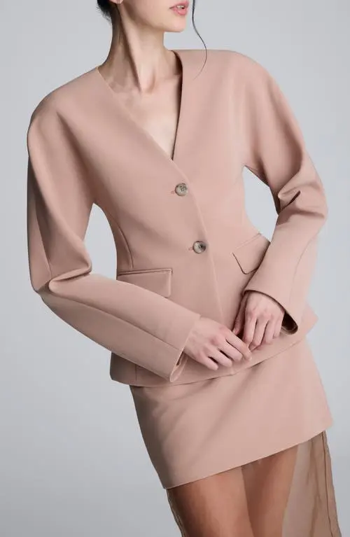 KENNETH COLE V-neck Blazer - Pale Chestnut