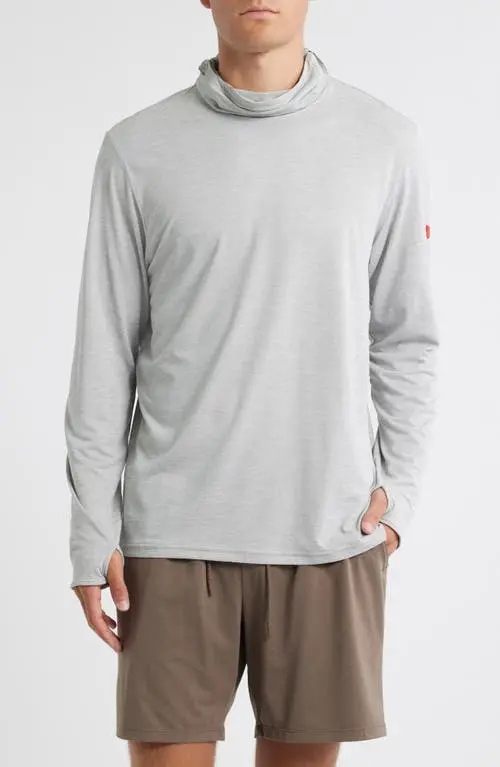 FLORENCE Airtex Long Sleeve Hooded Performance Top - Light Heather Grey