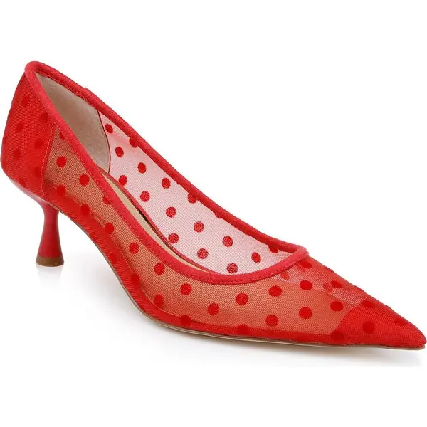 Badgley Mischka Elena Pointed Cap Toe Pump - Red Microsuede