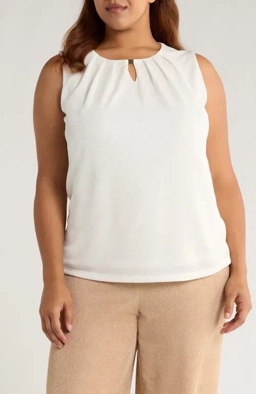 KASPER Pleat Neck Sleeveless Top - Vanilla Ice
