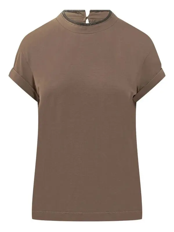 Brunello Cucinelli Stretch Cotton Jersey T-shirt With Faux Layering