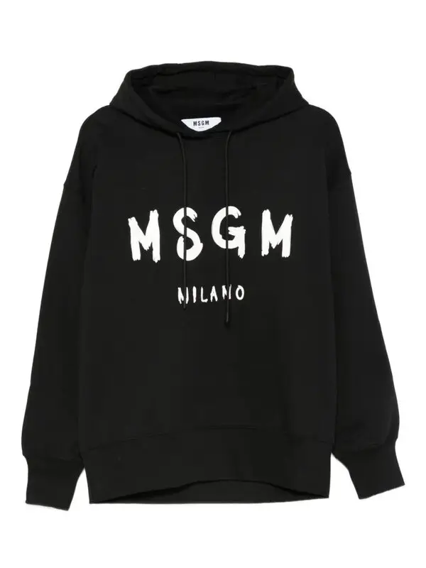 MSGM Logo Print Hoodie - Black