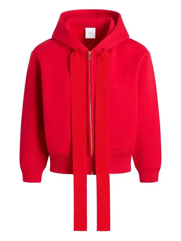 Patou Logo Monogram Zip-up Organic Cotton Fleece Hoodie