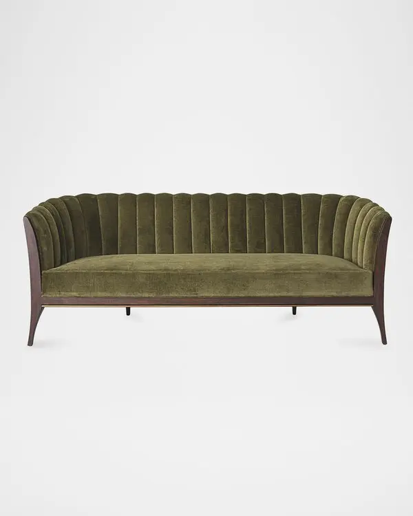 GLOBAL VIEWS Channel-back Velvet Sofa, 80