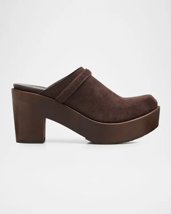 PEDRO GARCIA Della Woodstock Suede Clogs - Choc