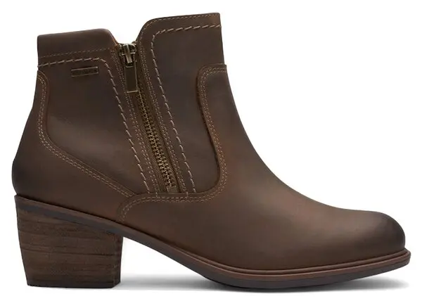 Clarks Neva Zip Waterproof Leather Boots - Taupe