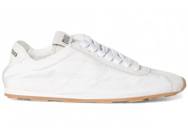Miu Miu Plume Technical Fabric Sneakers - White