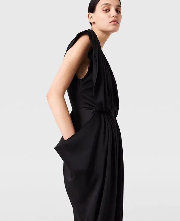 Stella McCartney Deep V-neck Pleated Jumpsuit With Shoulder Pads