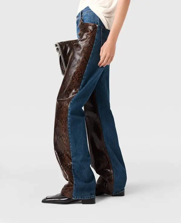 Stella McCartney Snake Panel Denim Chaps Jeans - Dark Blue