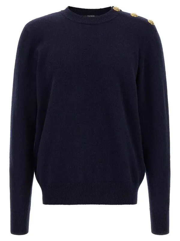 Balmain Leone Catena Button Sweater - Blue