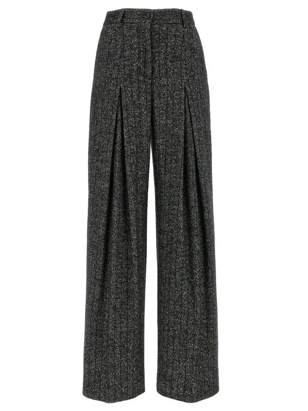 Dolce & Gabbana Striped Wool Wide Leg Trousers - Multicolor
