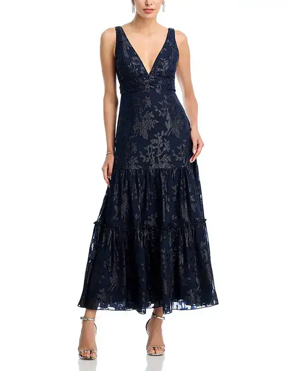 blue dress for baby girl Navy Blue Hand-Beaded Cotton Flax Boho Maxi Dress 44