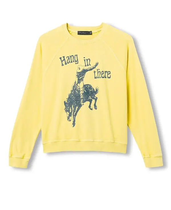 Junk Food Clothing Hang In There Raglan Crew Fleece Sweatshirt