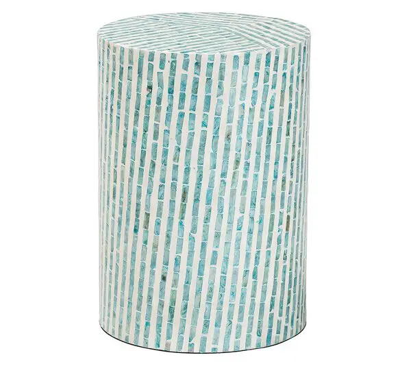 BAXTON STUDIO Draven Mosaic Blue Mother Of Pearl End Table