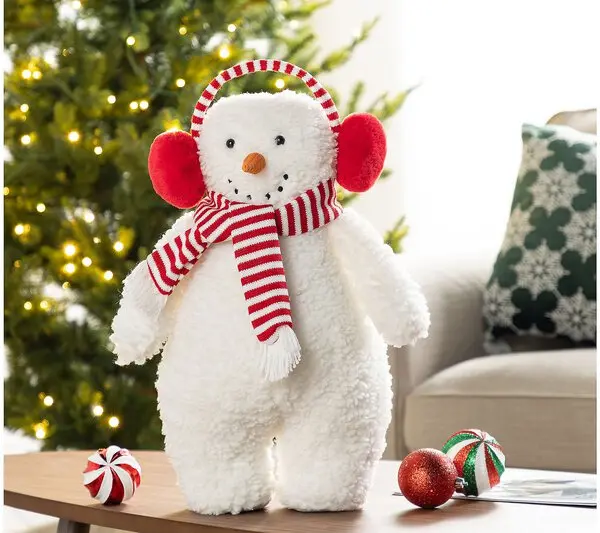 GLITZHOME 17.75'h Christmas Fabric Standing Sno Wman